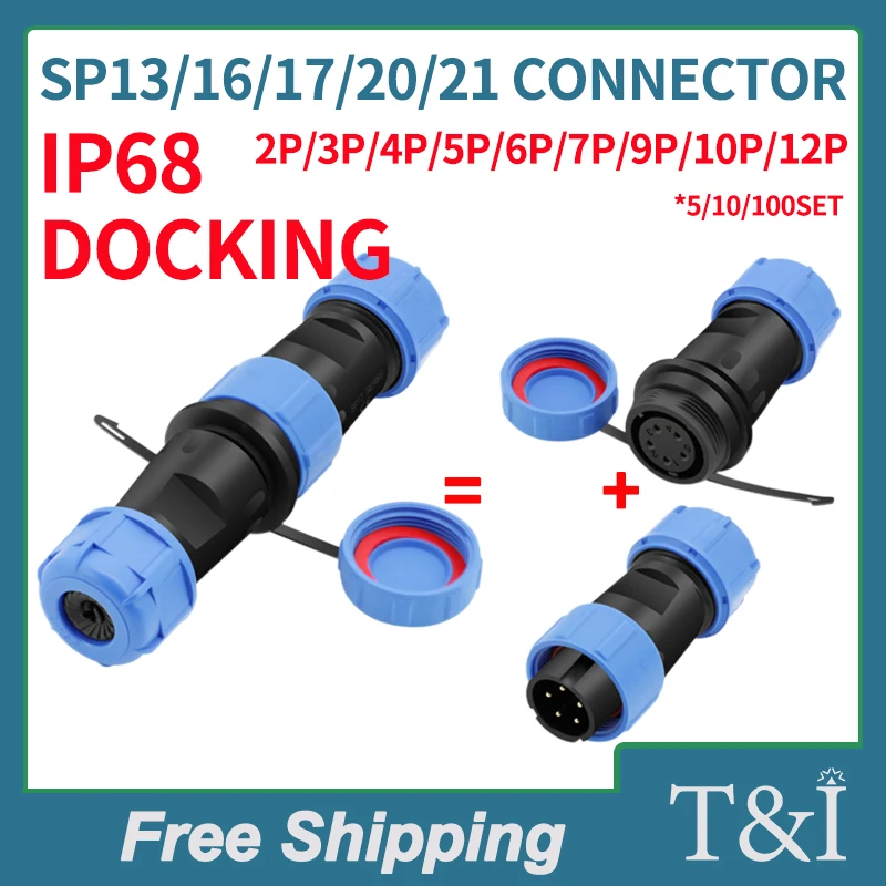 SP21 SP20 SP17 SP16 SP13 2P-12Pin Male Waterproof Plug Female Socket ...