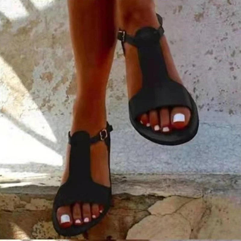 Sandalias romanas de Punta abierta para mujer, chanclas informales a la ...