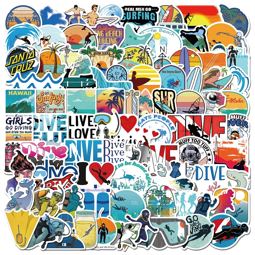 10-50-100pcs-Summer-Sports-Stickers-Surfing-Diving-VSCO-Sticker-for ...