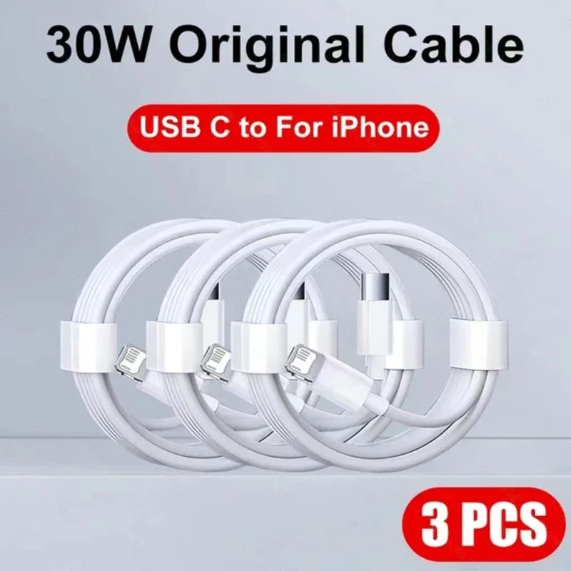 3Pcs-PD-30W-Fast-Charging-Cable-For-Apple-iPhone-14-13-12-11-Pro-Max ...