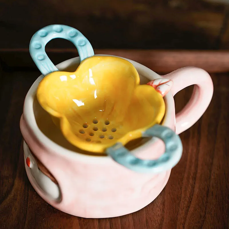 Creative-Ceramic-Flower-Shaped-Tea-Filter-and-Tea-Strainer-Mug-Tea-Cup ...