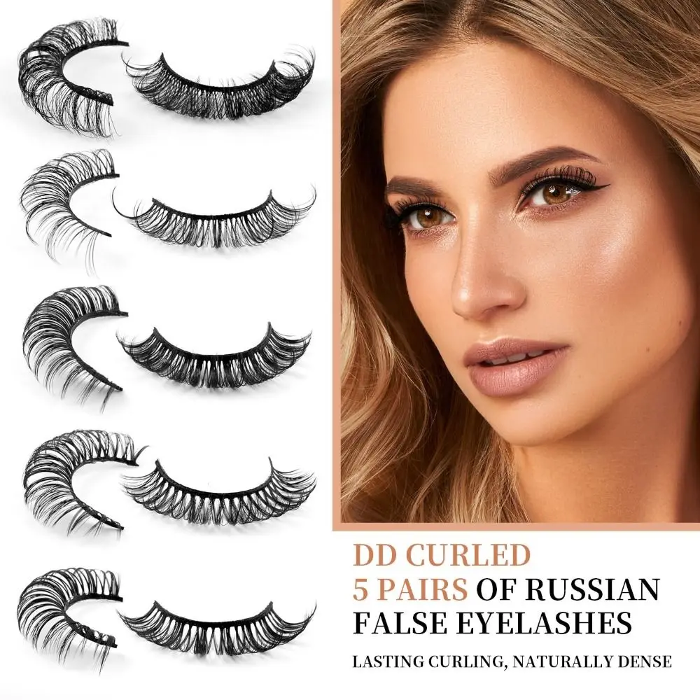 5-Pairs-3D-Mink-DD-Curl-Russian-False-Eyelashes-14-18mm-Eyelashes ...