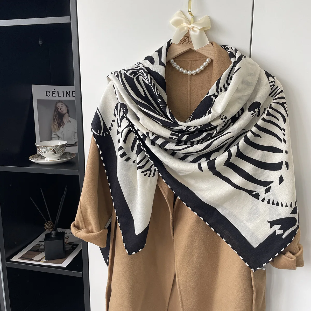 140cm Silk Cashmere Scarf 2022 New Soft Warm Winter Scarf Women Zebra ...