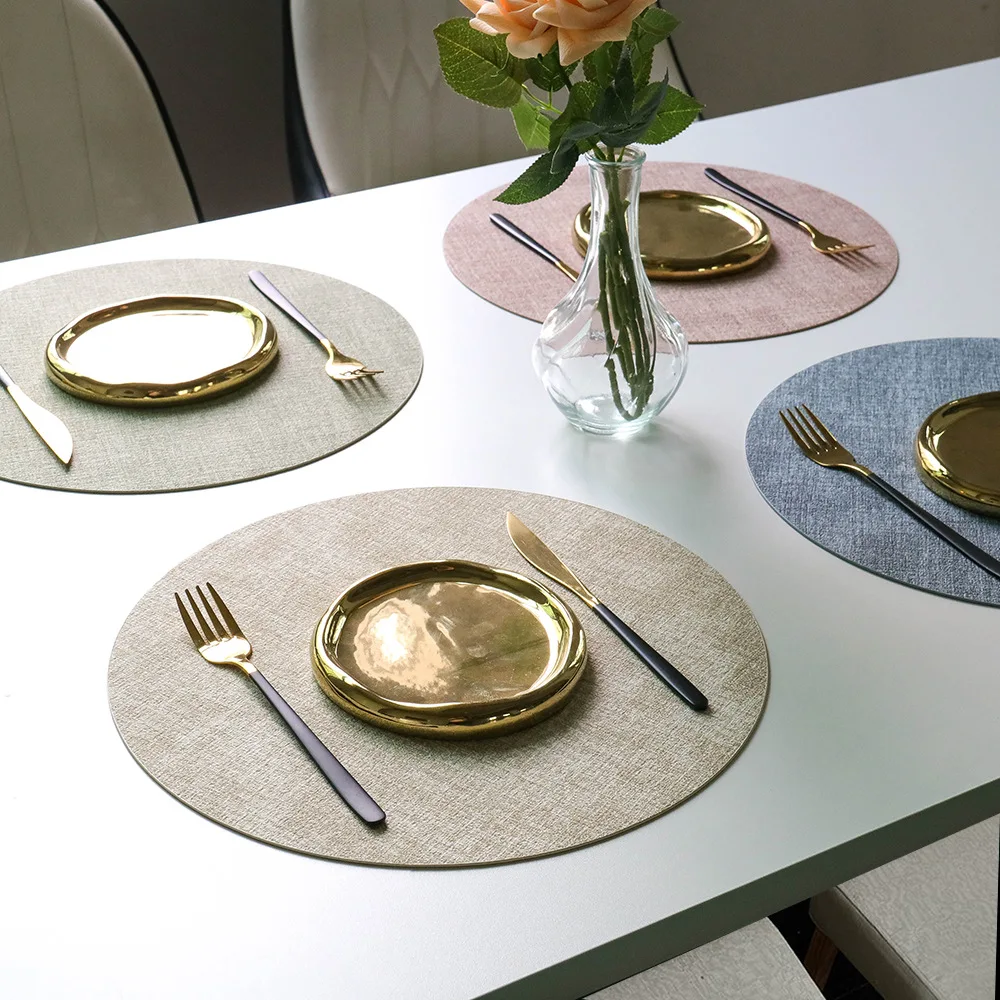 Circular-PVC-Leather-Dining-Pads-Fabric-Pattern-Nordic-Style-Hotel ...
