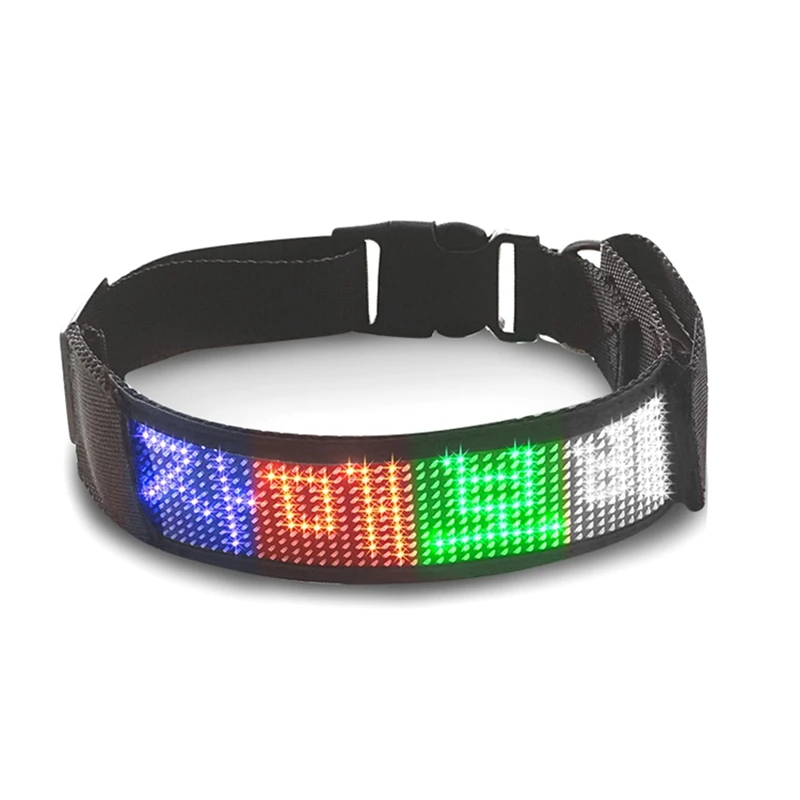Luminous LED Dog Collar Digital Message moving led screen bluetooth ...