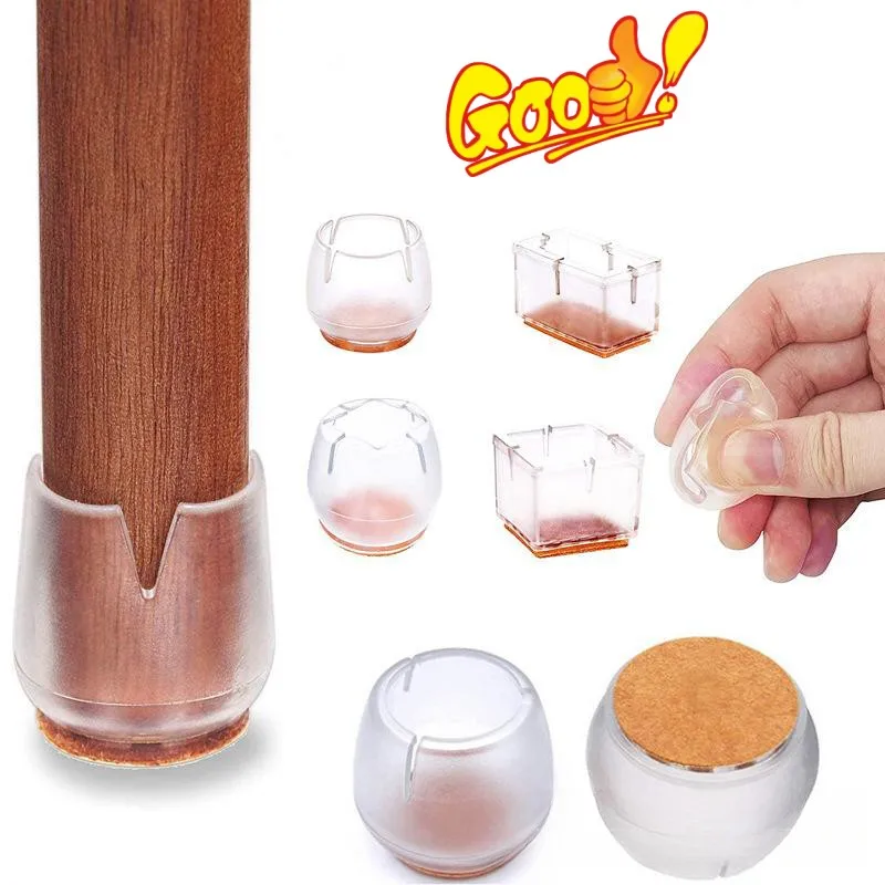 16Pcs Silicone Chair Leg Floor Protectors with Non-slip Felt Furniture ...