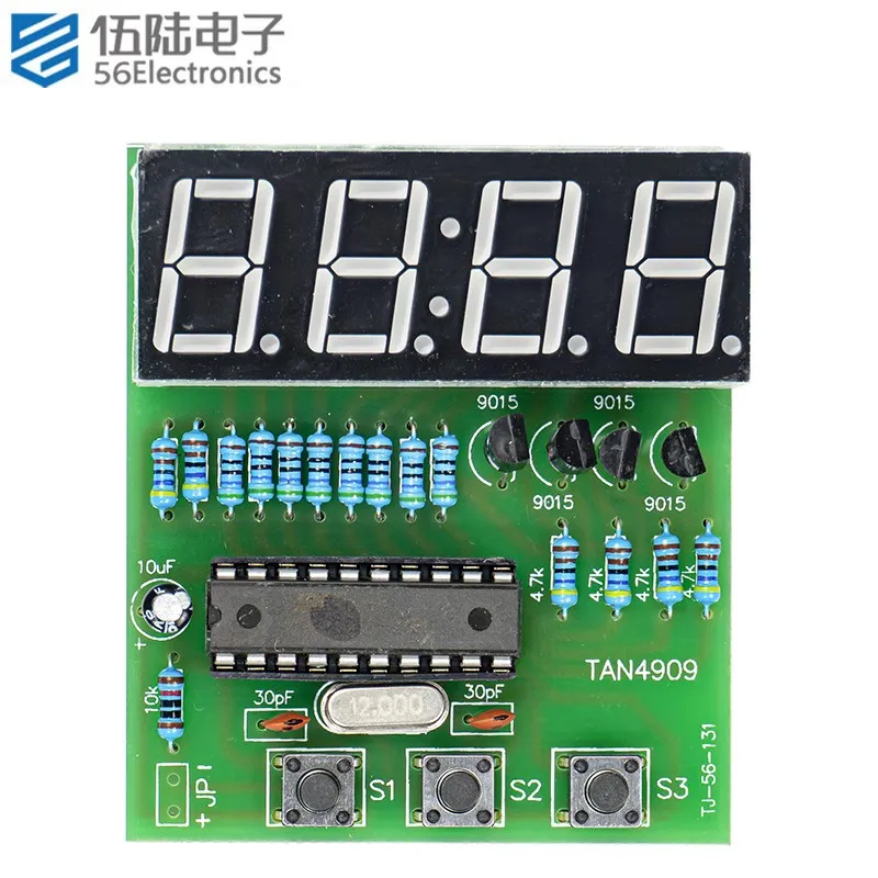4-Bits-Digital-Electronic-Clock-DIY-Kit-Single-chip-Microcomputer ...