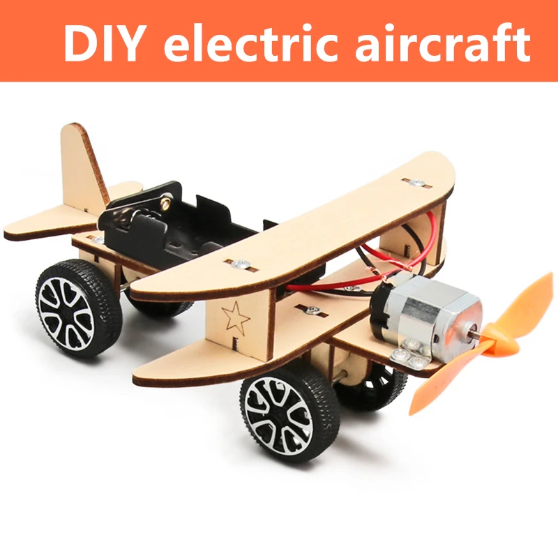 DIY-Electric-Aircraft-Model-Toys-Wooden-plane-Assembled-biplane-for ...