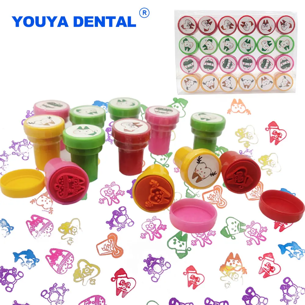 24pcs/box Cute Dental Tooth Shape Pattern Cartoon Stamp for Kid ...