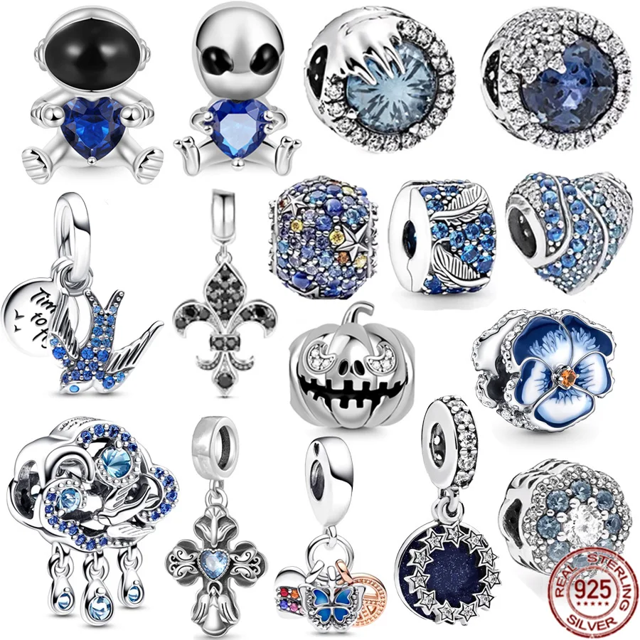 NEW-Original-Blue-Alien-Embraces-Heart-Gem-Charm-Pav-Curved-Feather ...