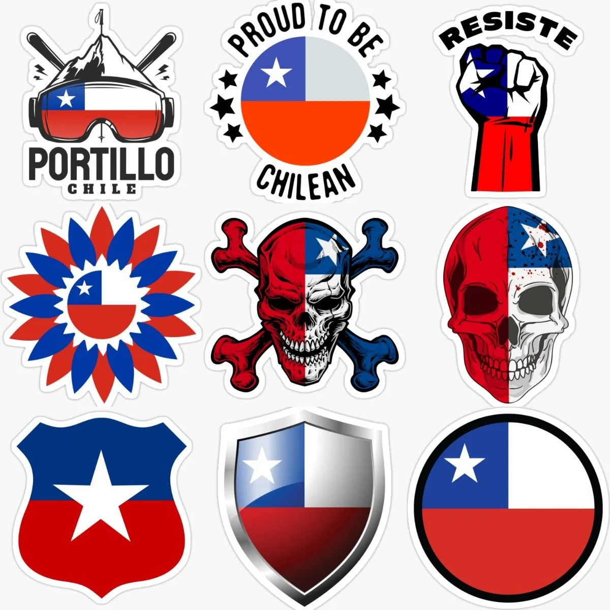 Creative-Chile-Flag-Skull-PVC-Sticker-for-Covered-Scratch-Decorate ...