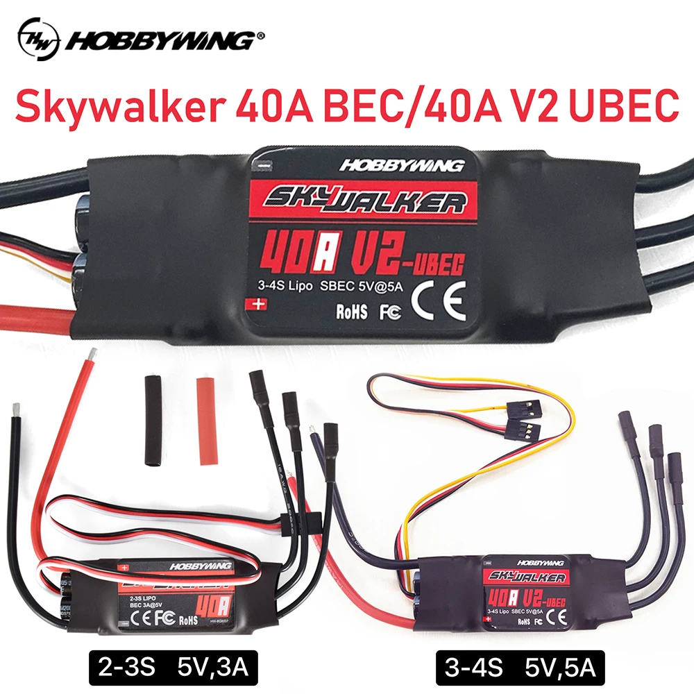Hobbywing Brushless ESC 40A/40A V2 Drone ESC 2 4S Skywalker Speed Controller With BEC/UBEC For ...