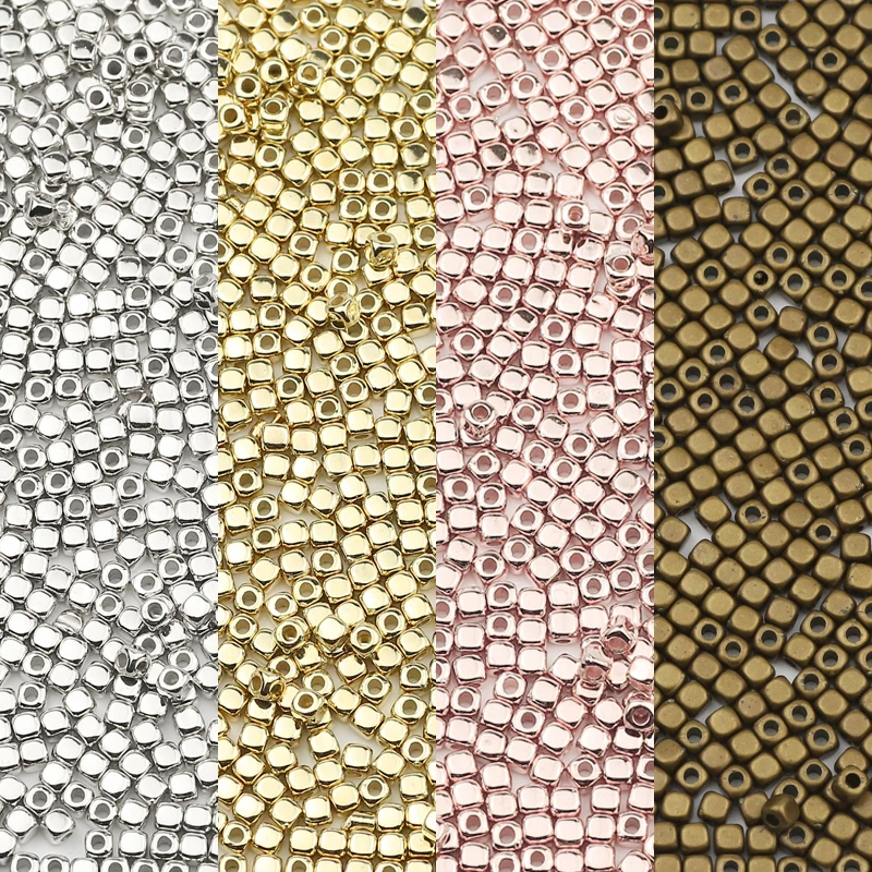 400pcs-3mm-Square-Spacer-CCB-Gold-Silver-Plated-Loose-Beads-For-Jewelry ...