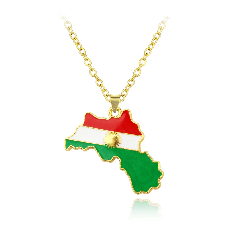 24K Gold Plated Kurdish Jewelry Stainless Steel Kurdistan Map Pendant ...