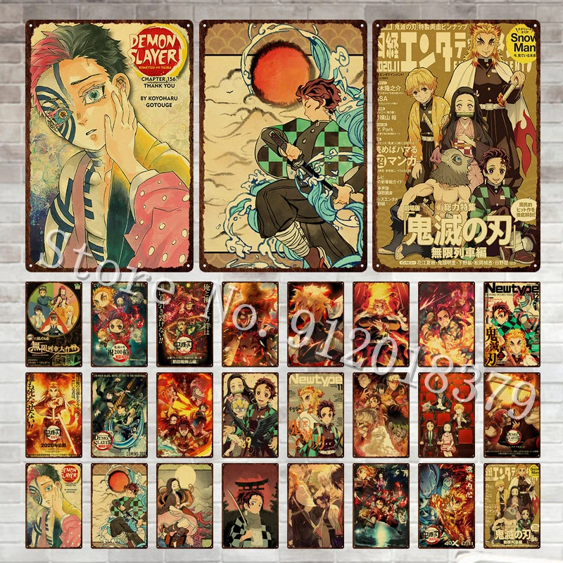 Demon Slayer Metal Tin Sign Japanese Anime Print Tin Poster Vintage ...