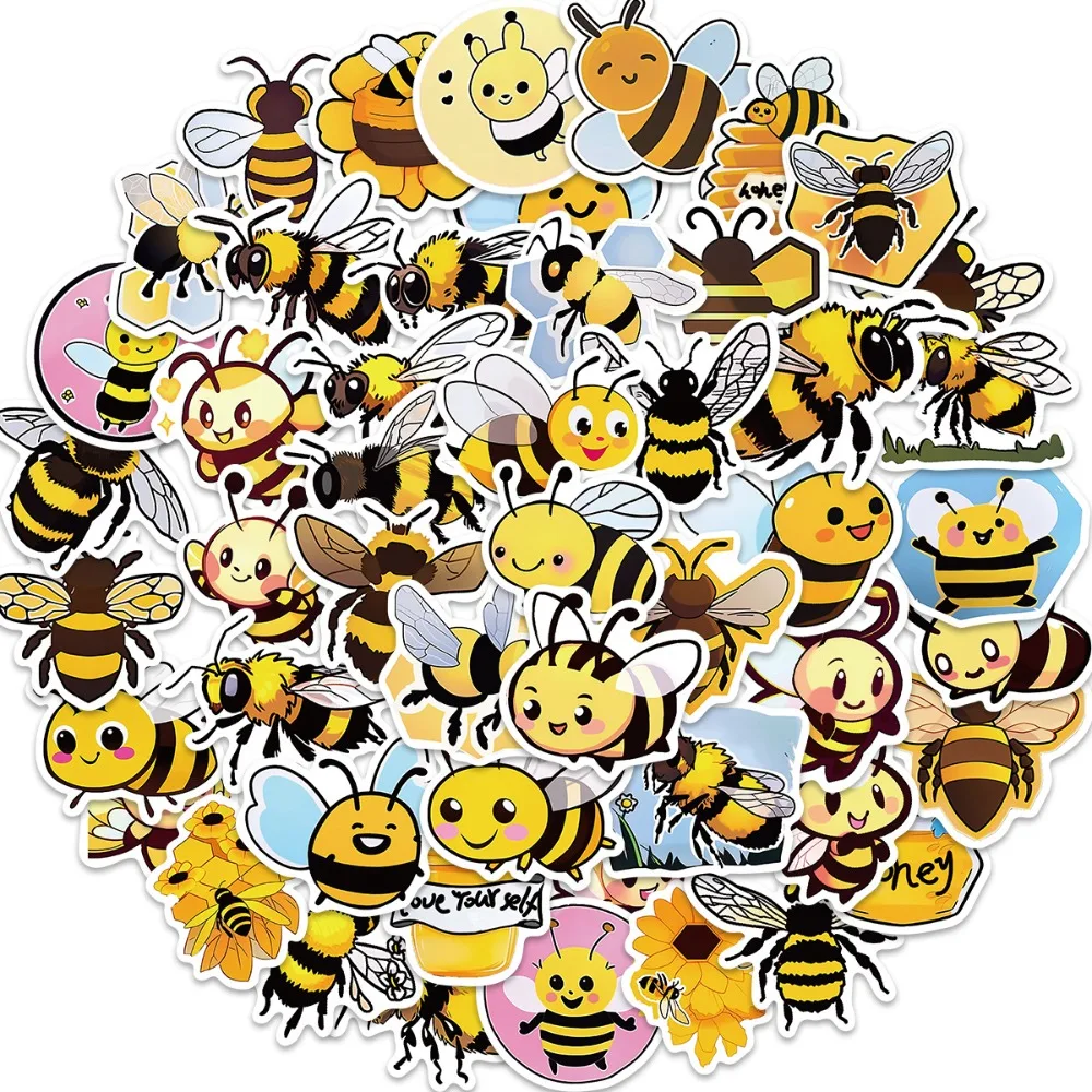 10-50Pcs-Yellow-Little-Bee-Stickers-for-Laptop-Skateboard-Guitar ...