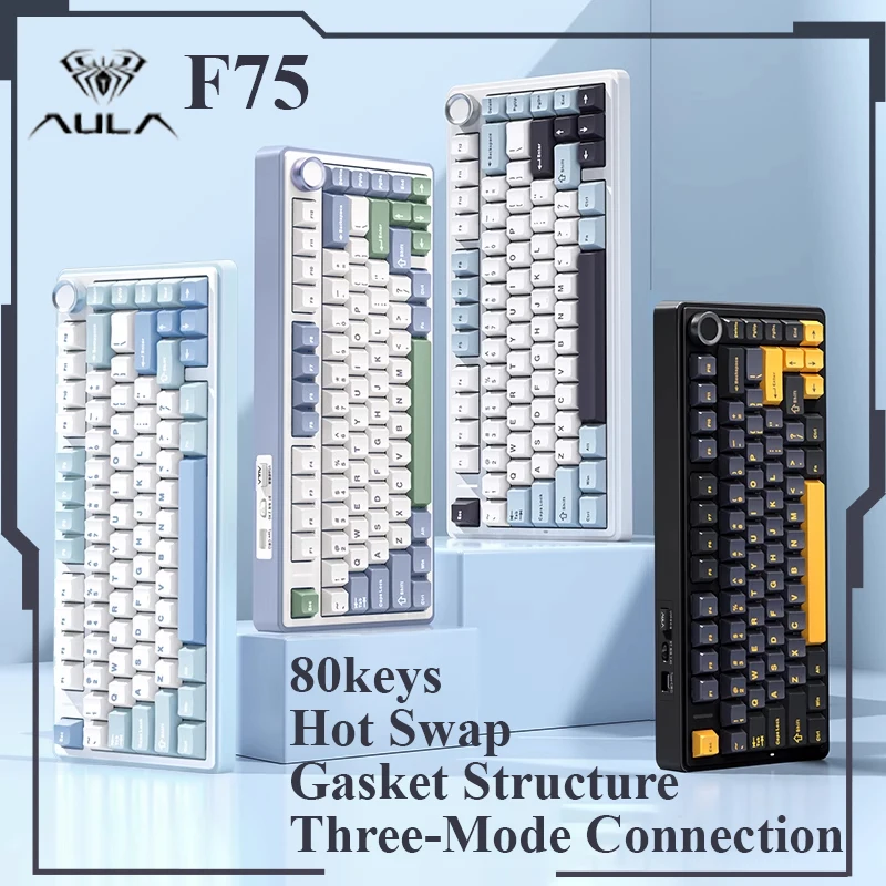Aula F75 Mechanical Keyboard 80 Key Gasket Structure Full-Key Hot Swap ...