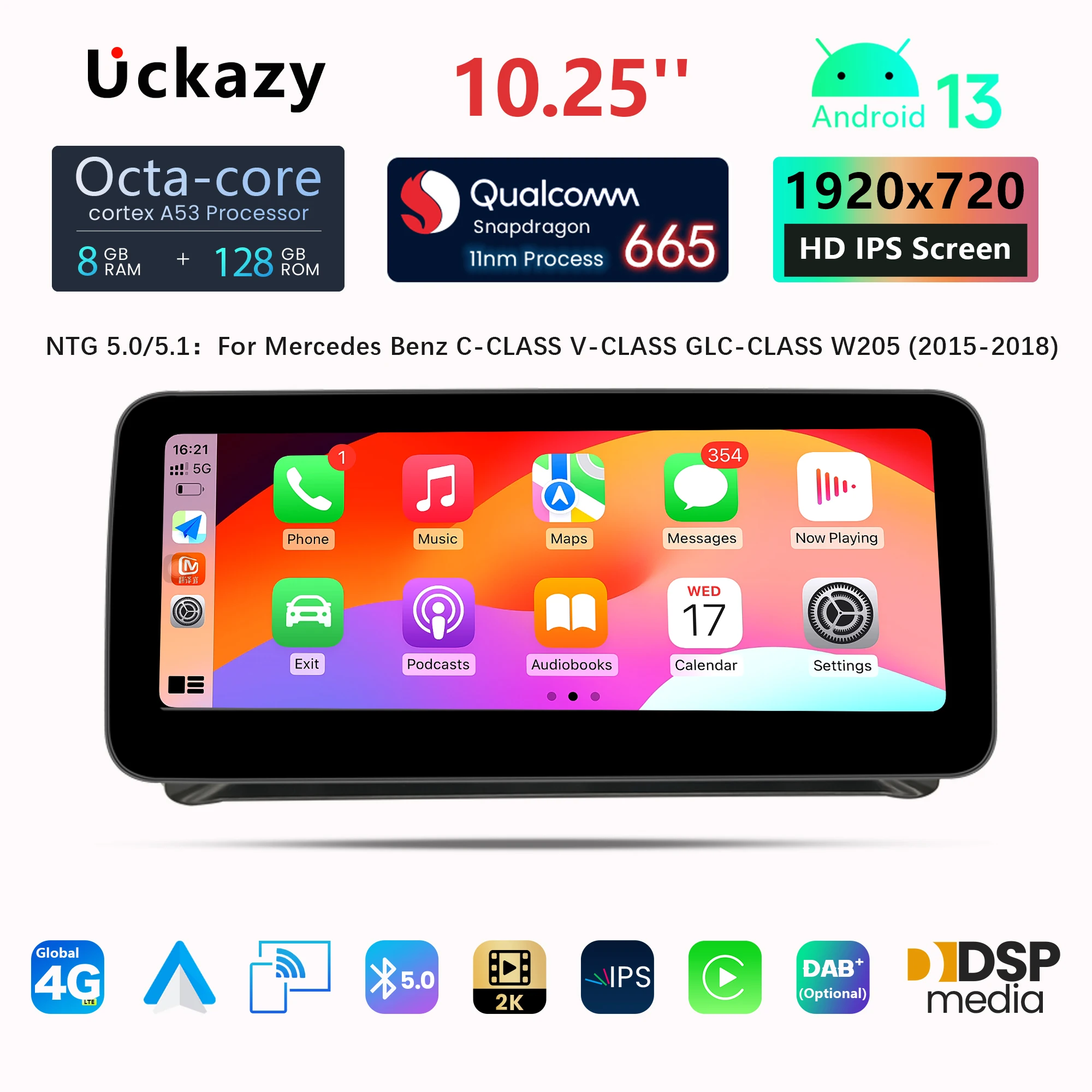 Qualcomm-665-Android-13-Car-Radio-For-Mercedes-Benz-C-Class-W205-GLC ...