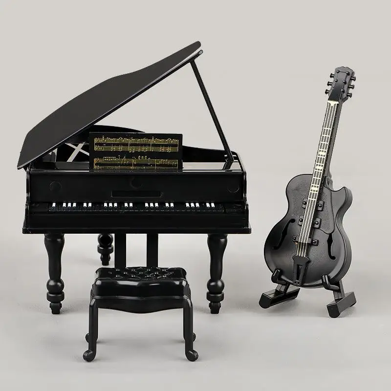 3Pcs Realistic Miniature Grand Piano Dollhouse Display Model 1:12 Scale ...