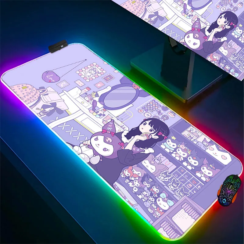 Kuromi-RGB-Large-Kawaii-Anime-Mouse-Pad-90x40-Keyboard-Gaming-Rubber ...