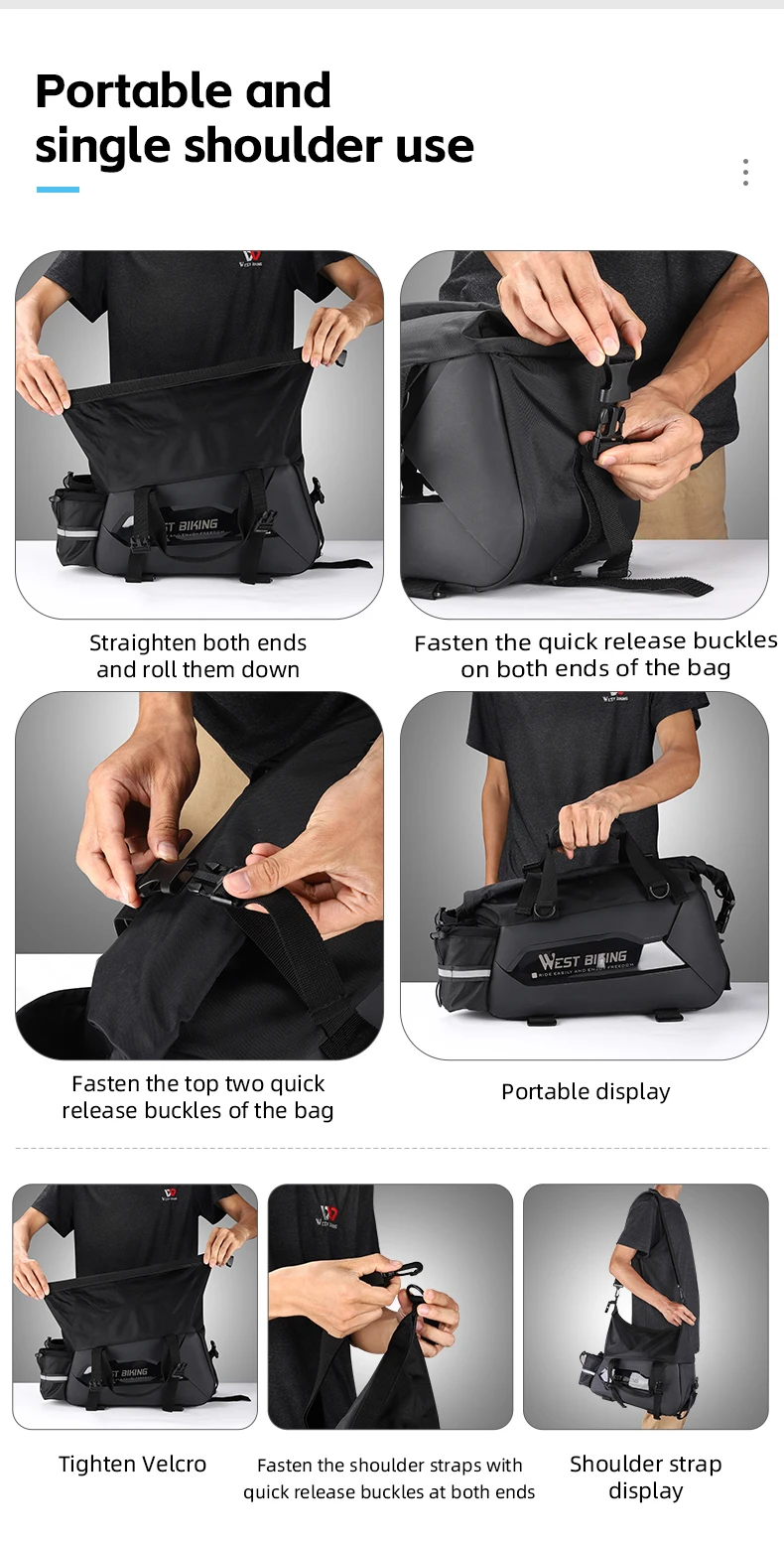 WEST BIKING Multifunctional Expandable Hard Shell Bike Trunk Bag 1 Pc ...