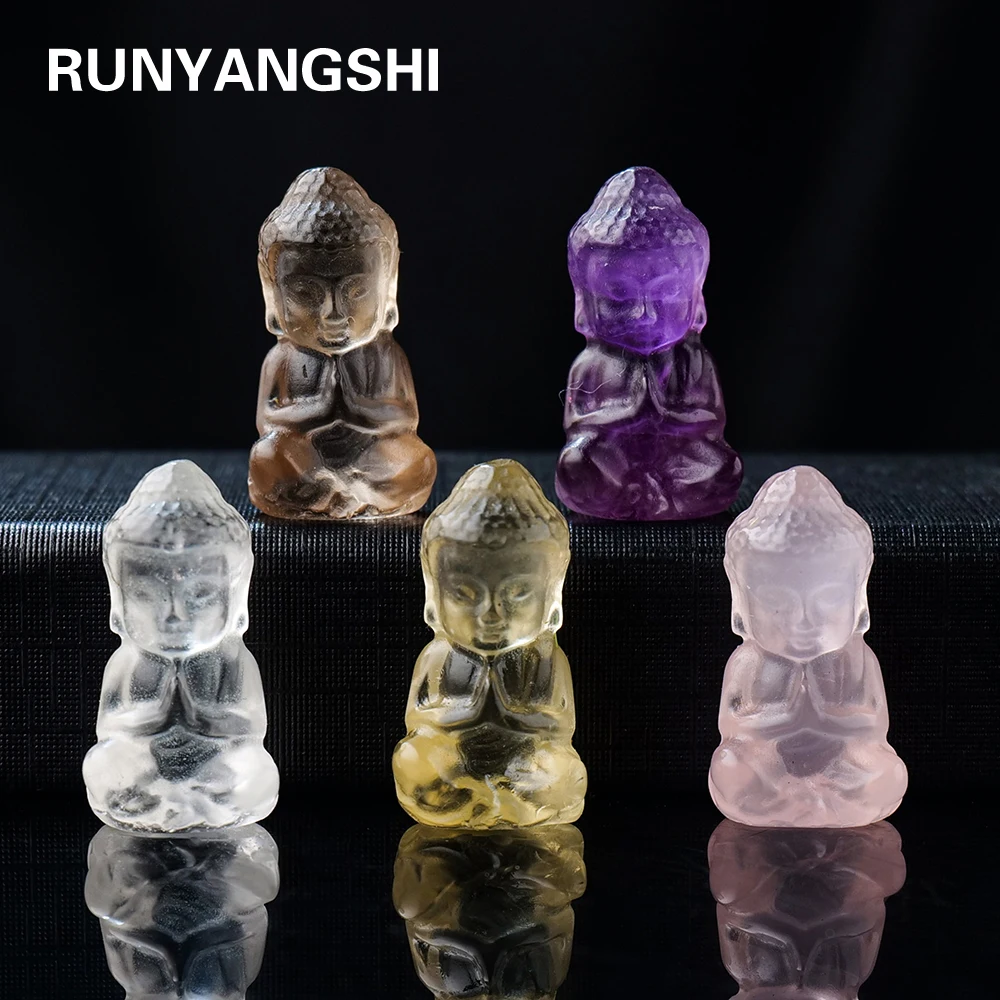 1PC-Natural-Stones-Amethyst-Clear-Quartz-Crystal-Buddha-Statue-Stone ...