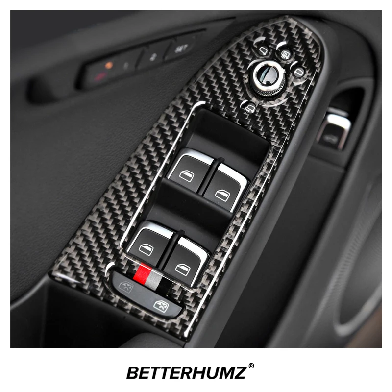 For-Audi-A4-B8-2009-2016-Carbon-Fiber-Car-Windows-Control-Panel-Switch ...