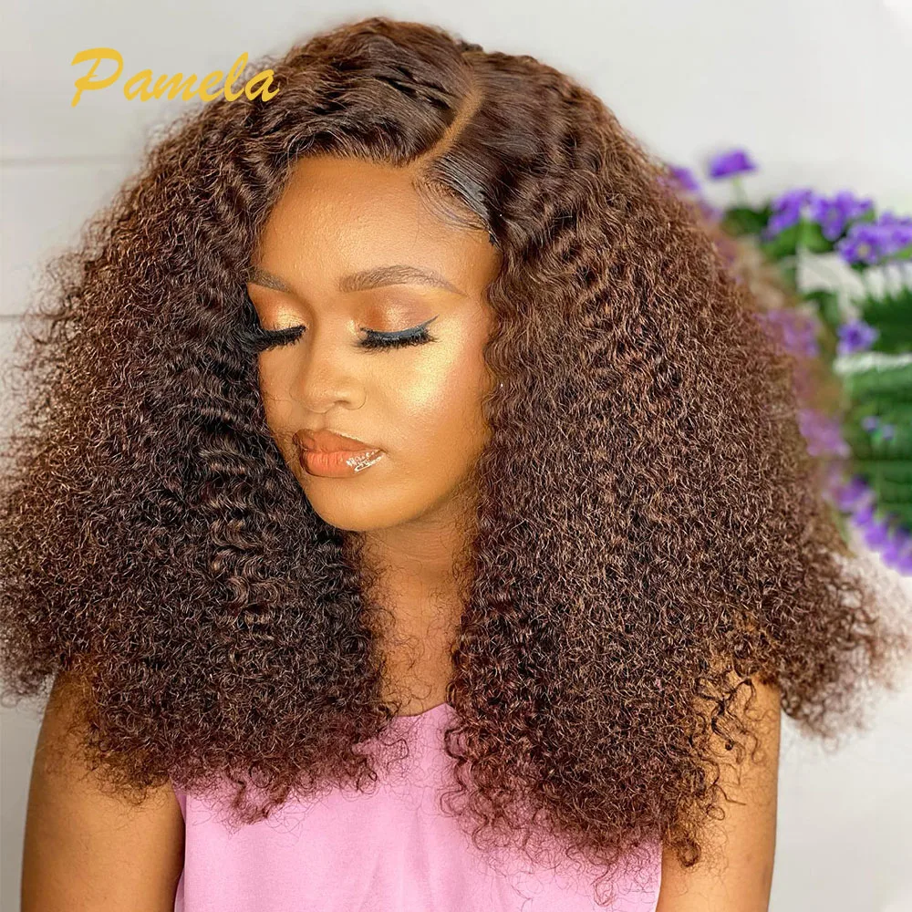 Brazilian 13x4 Brown Chocolate Kinky Curly Full Lace Front Wigs 4 ...