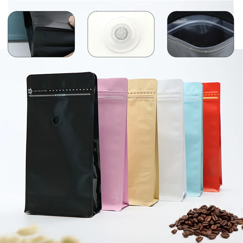 block bottom stand up pouch 1/2 1 pound colorful coffee bean packaging ...