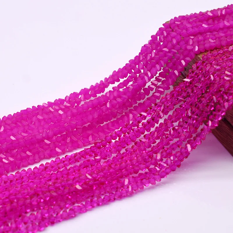 Rose-Color-High-quality-Triangle-Crystal-Beads-4mm-135pcs-Glass-Loose ...