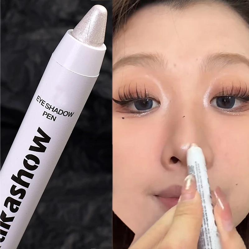 White Highlighter Eyeshadow Pen Matte Eyes Corner Brightening Pearl ...