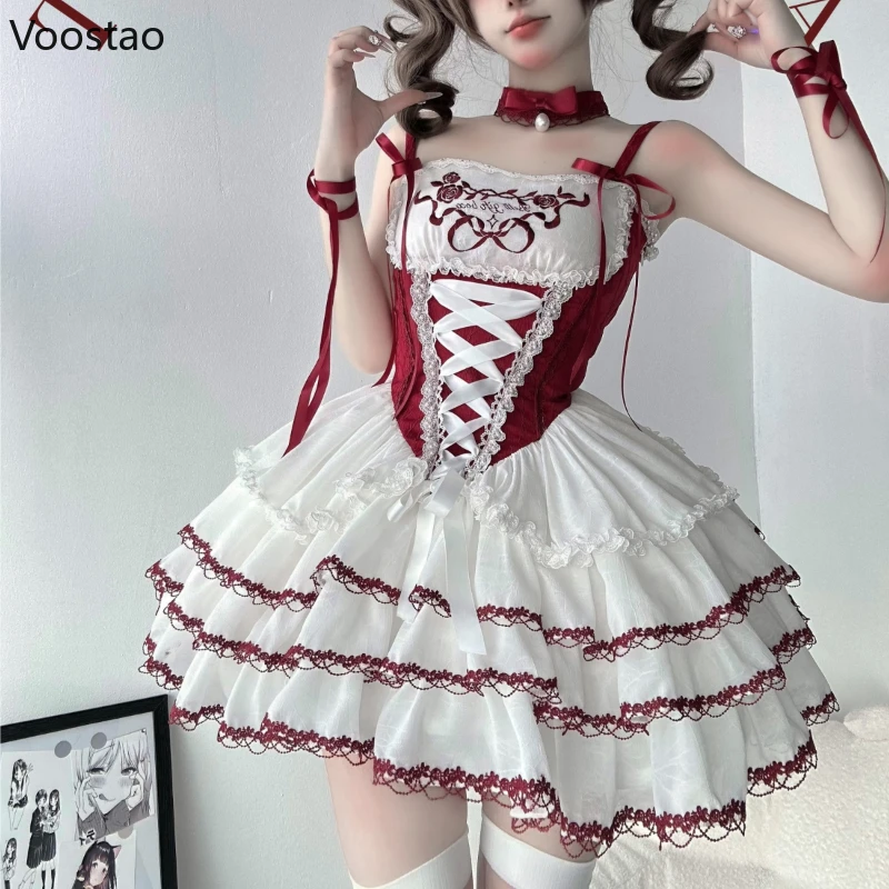 Vestido-Lolita-Vintage-vitoriano-para-mulheres-JSK-g-tico-bordado-rosa ...