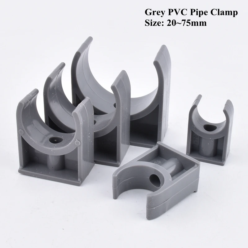 1~20pcs 20-75mm Gray PVC Pipe Clamp Plastic U-shaped Clamp Pipe Holder ...