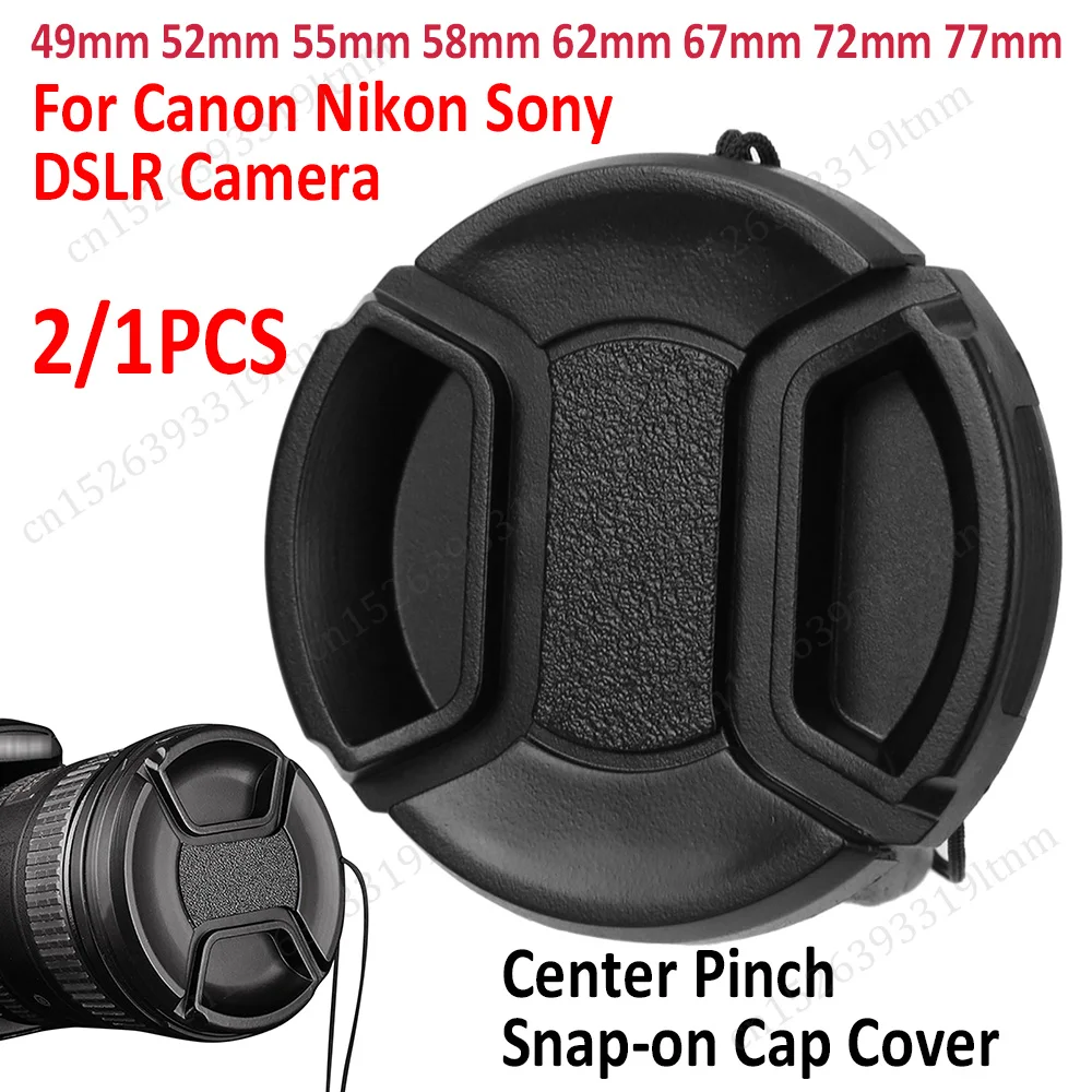 Camera-Lens-Protector-Pinch-Center-Snap-on-Cap-Holder-para-Canon-Nikon ...