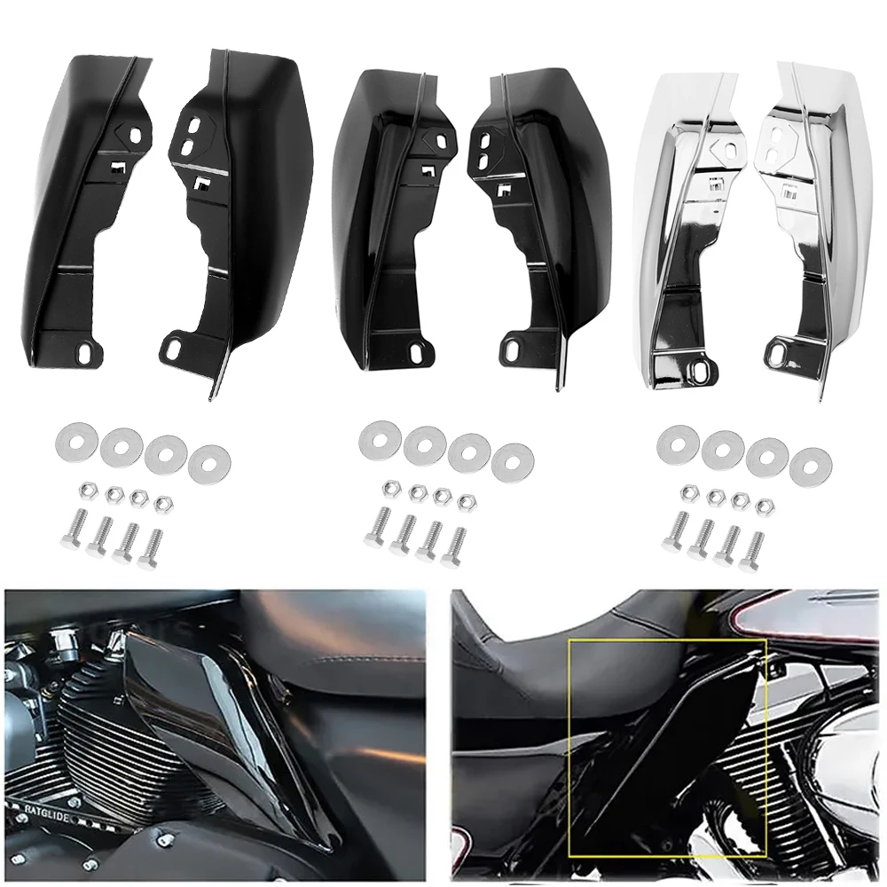 Motorcycle-Chrome-Black-Mid-Frame-Heat-Shield-Air-Deflector-Trim-For ...