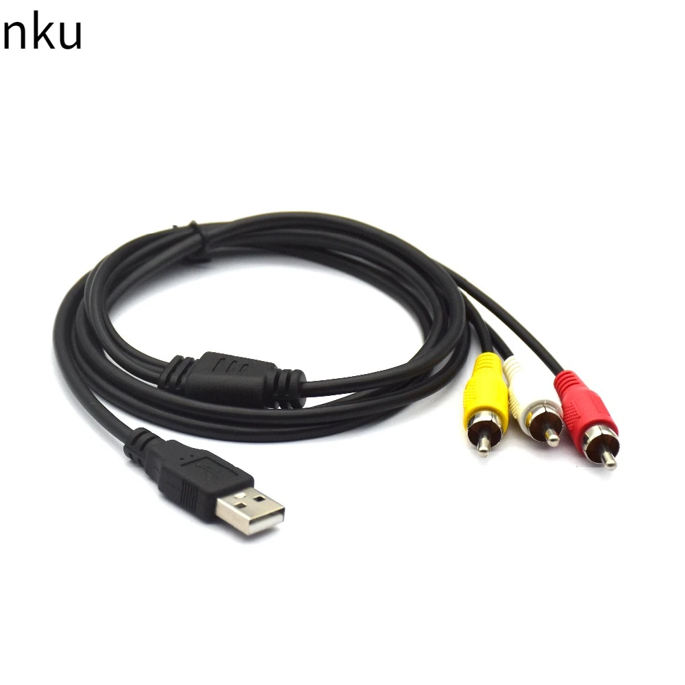 Nku USB A To AV Cable USB 2.0 Male To 3 RCA Male/Female Coverter Stereo ...