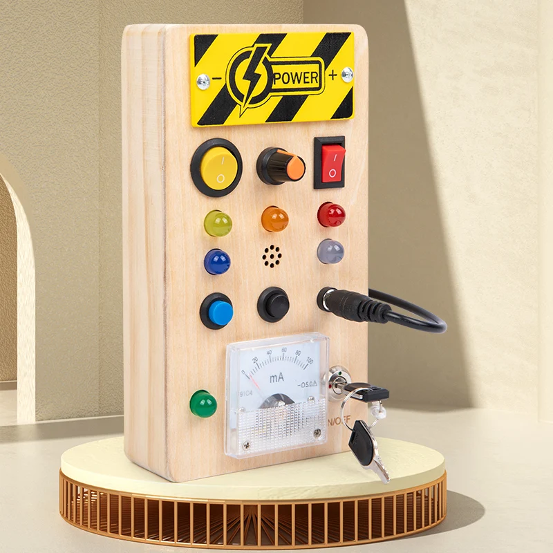 Montessori Busy Board Sensory Toys Wooden With LED Light Switch Control ...