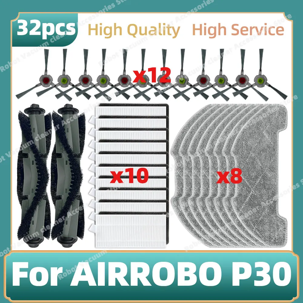Compatible For AIRROBO P30 Parts Main Side Brush Hepa Filter Mop Cloth ...