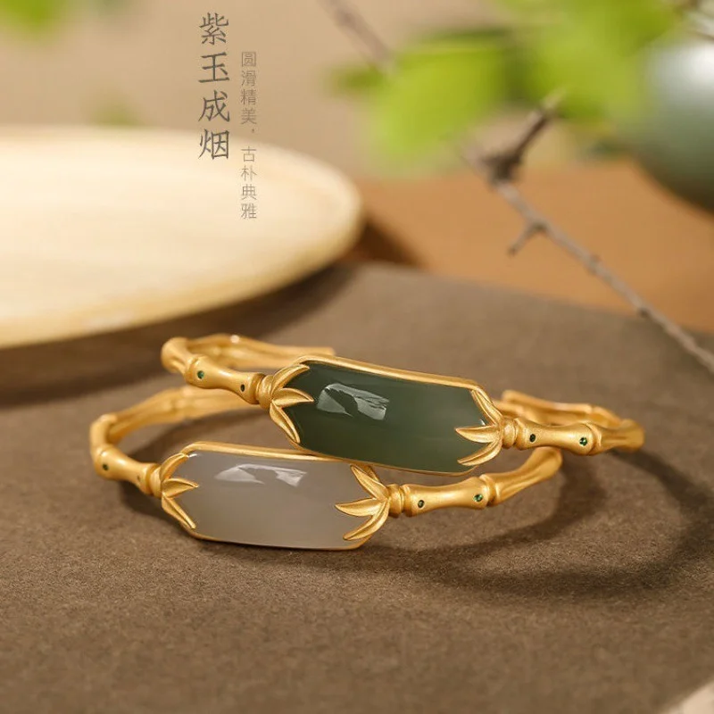 Jade Bracelets Silver 925 | Jade Gold Bangle Bracelet | Natural Jade ...
