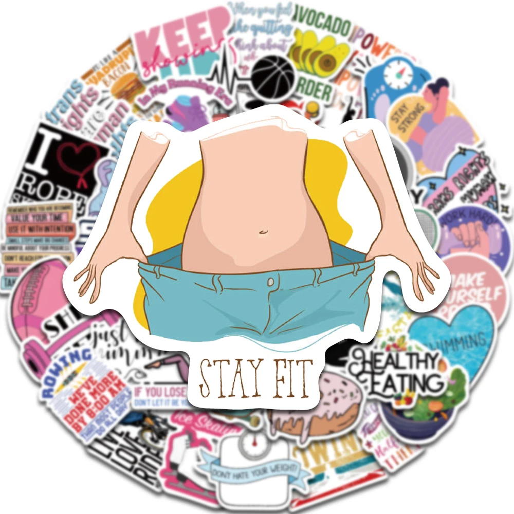 50PCS Inspirational Quotes On Weight Loss Exercise Fitness Sticker ...