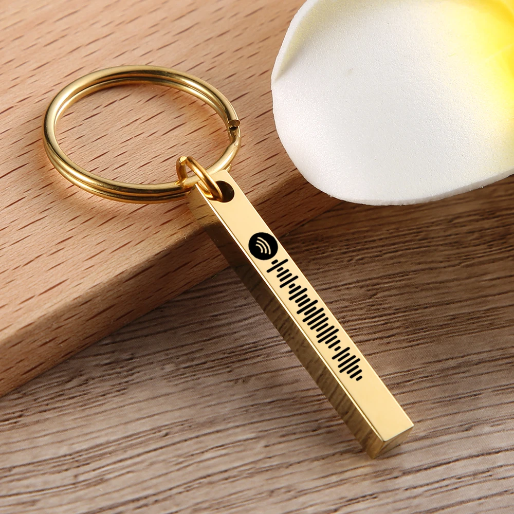 Personalized Music Spotify Code KeyChains Men and Women Stainless Steel ...