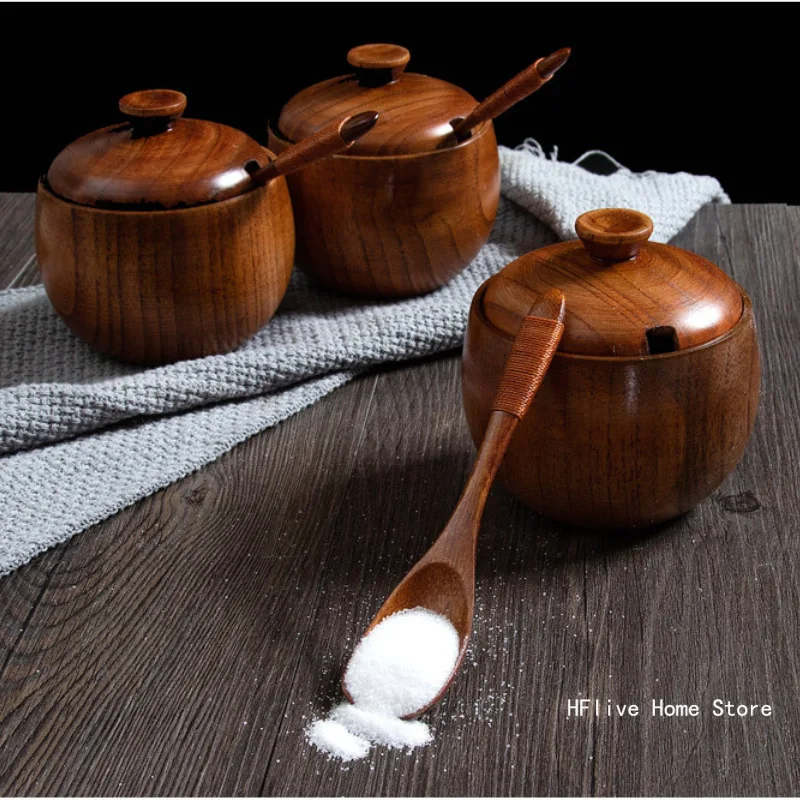 Tarro-de-madera-para-condimentos-tarro-de-almacenamiento-con-tapa-Retro ...