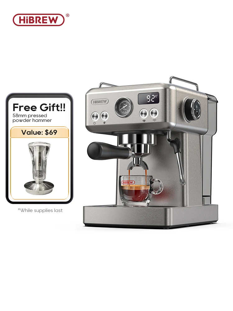 Hibrew 20bar Espresso Coffee Machine Inox Case Semi Automatic Ese Pod&ground Coffee Espresso ...