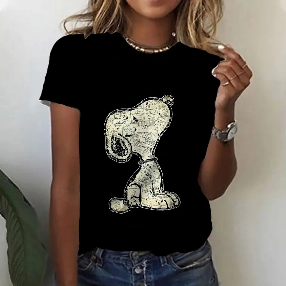 Camisetas-con-estampado-3D-de-Snoopy-para-mujer-Tops-informales-con ...