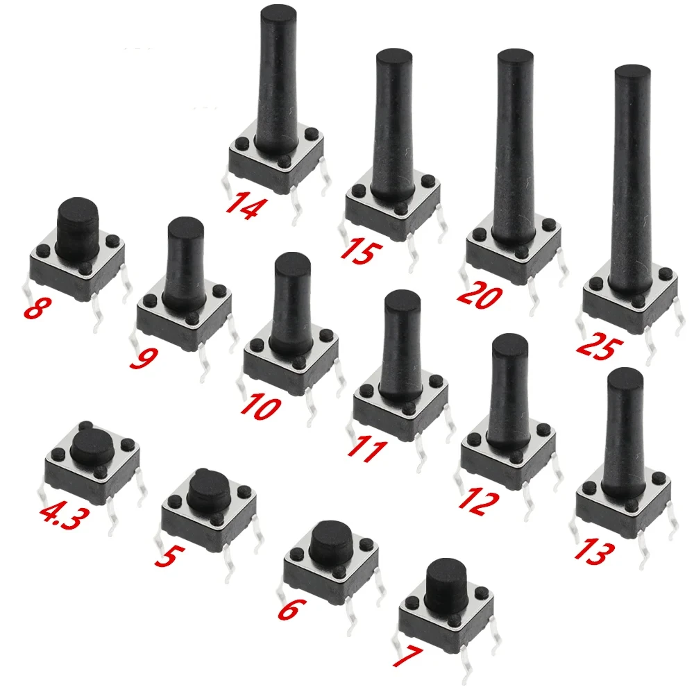 20PCS 6x6 Push Button Switch DIP 6X6X4.3 Light Touch Switch 6*6*4.3/5/6 ...