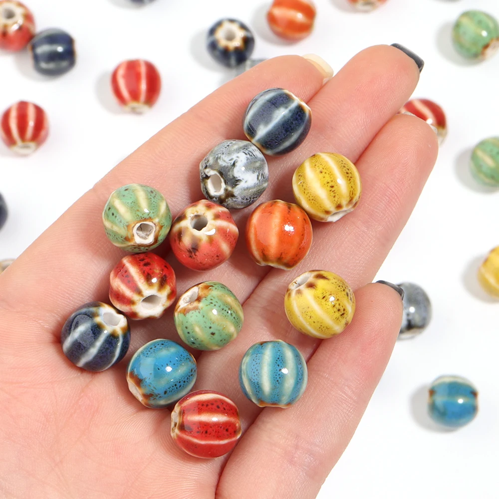 10 20pcs lot Watermelon Floral Glaze Beads Colorful Loose Spacer Beads Ceramic Beads For Jewelry Making DIY Bracelet Necklace AliExpress 36