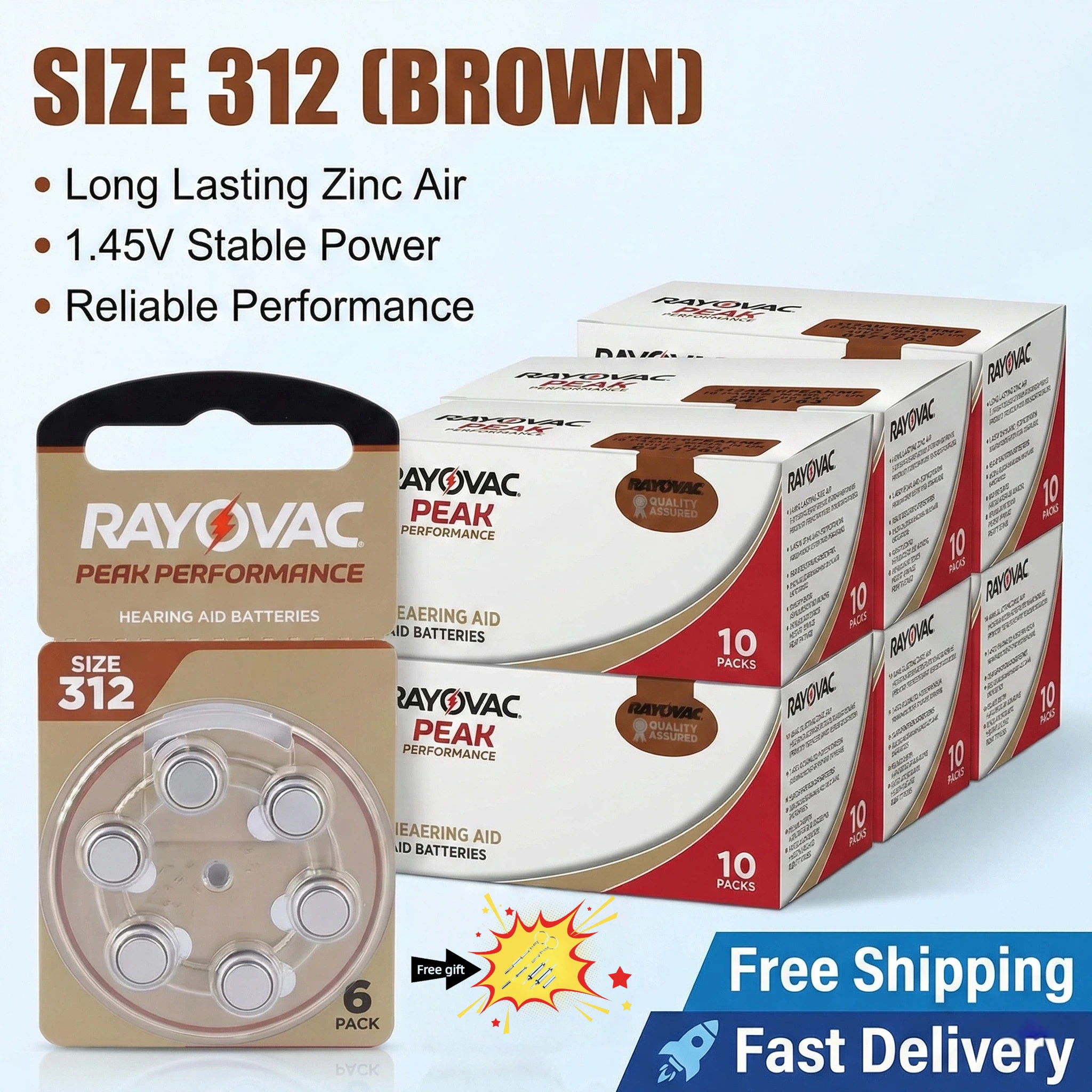 6-60 piles pour appareils auditifs Rayovac PEAK 312 312A A312 PR41, 1 ...