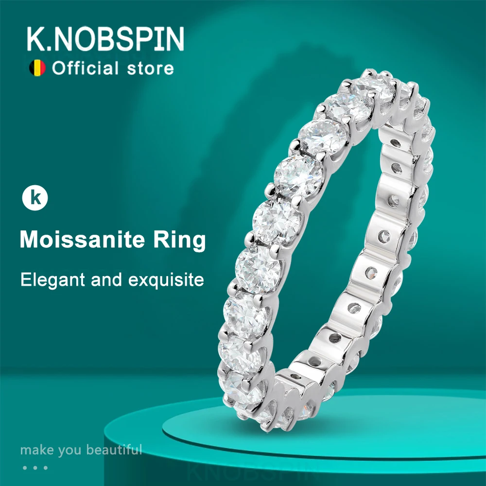 KNOBSPIN-D-VVS1-All-Moissanite-Rings-for-Women-Man-Engagement-Wedding-Eternity-Band-with-GRA ...