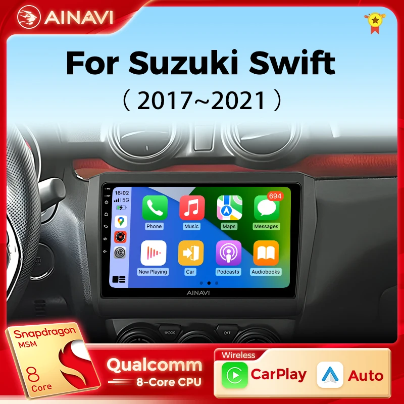 Ainavi-reproductor-Multimedia-para-Suzuki-Swift-2017-2021-autorradio-2-Din-con-Android-Carplay ...