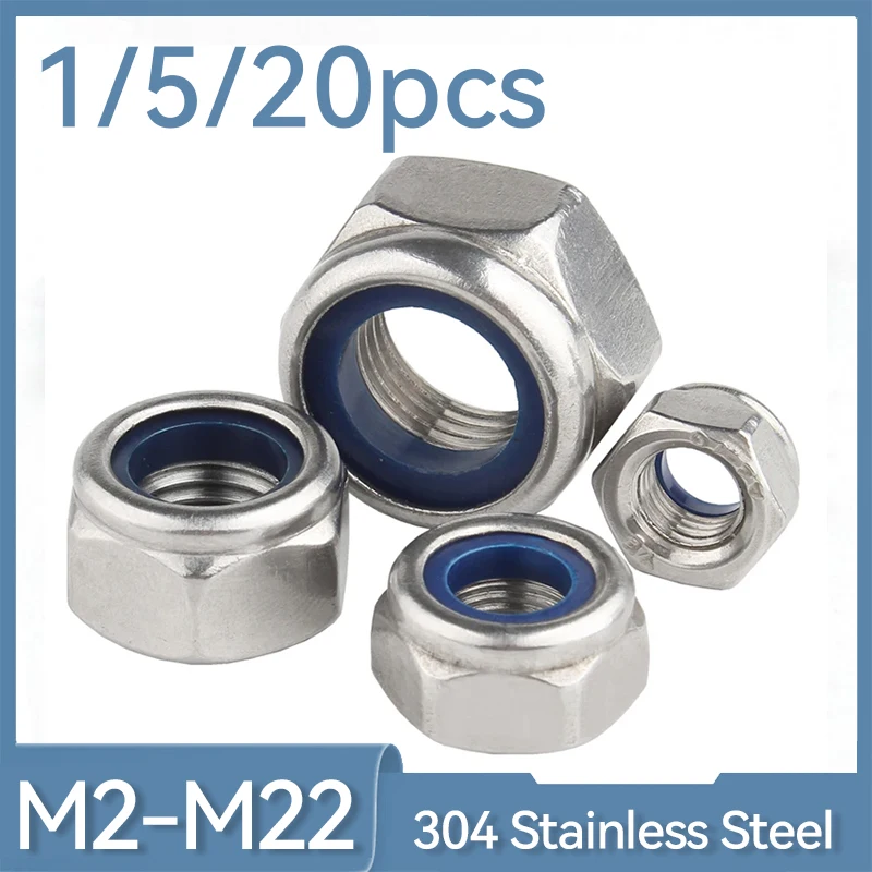 Tuerca-Hexagonal-autoblocante-de-nailon-de-acero-inoxidable-304-DIN985 ...